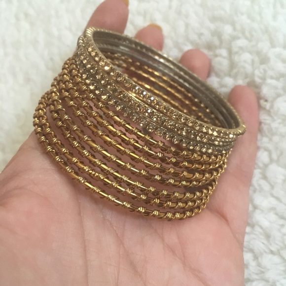 Jewelry | 1 Rustic Golden Bangles From India | Poshmark